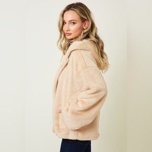 Jackets & Coats | Open Soft Faux Fur Jacket With Hoodie | Poshmark